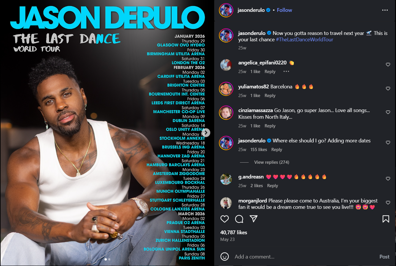 Jason Derulo 2026 “The Last Dance World Tour” – Ticket Prices And Availability Across Seatsnet ...